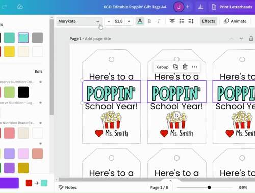 Back to School Gift Idea | Teacher Gift Tag | Student Gift Popcorn, Pop It