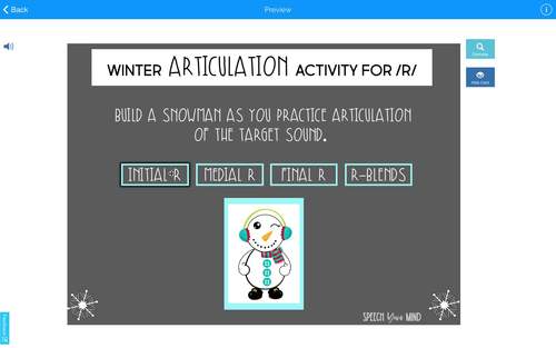Winter Articulation Activity Make A Snowman Boom™ Cards for R | TPT