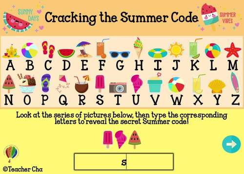 Crack the Code Game: Summer Edition (BOOM Cards™ Teletherapy Distance ...