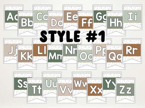 Calm Colors Neutral Alphabet Bunting Swallowtail Style | Printable Alphabet