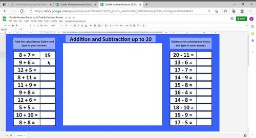 Cute Giraffe Number Bonds to 20 Pixel Art Mystery Reveal by Juliane ...