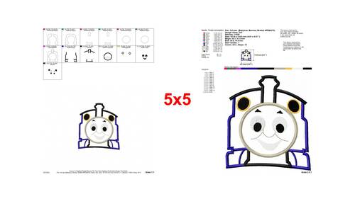 Thomas The Train Head Applique Embroidery Design 1 - Instant Download