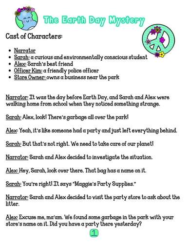 Earth Day Reader's Theater Mystery Grade 2-6 Fluency Spring ...