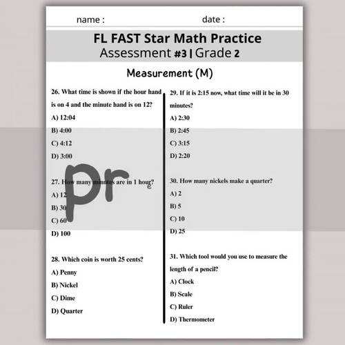 FL FAST Star Math Practice Assessment BUNDLE | Grade 2 -Test Prep