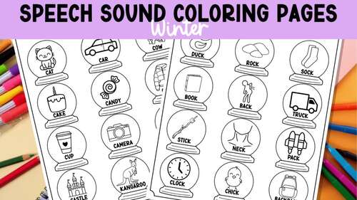 Winter Speech Sound Coloring Pages | Speech Therapy by Play Therapy ...