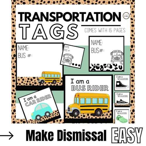 Cheetah Transportation Tags by Preschool Three Sixteen | TPT
