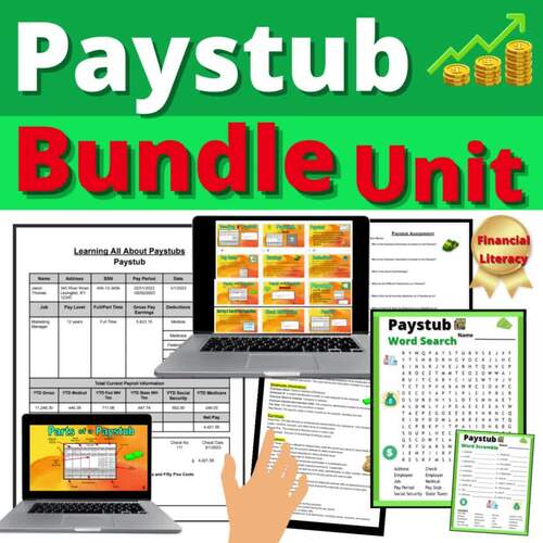 Paystub Paycheck Bundle Unit Personal Finance Payroll Resources by ...