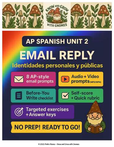 AP Spanish - Unit 2 Personal and Public Identities -Email Reply Pack ...
