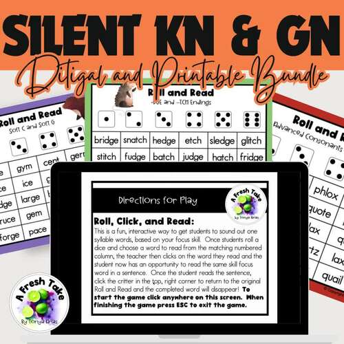 Silent KN & GN Words Sentences Roll & Read |Phonics Games| Digital ...