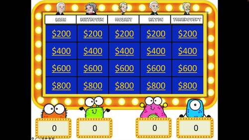 Music Composers Jeopardy Style Game Show Musical History Trivia | TPT