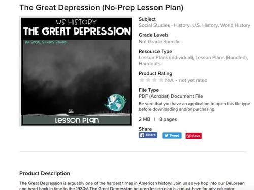 The Great Depression (No-Prep Lesson Plan) by Social Studies Studio