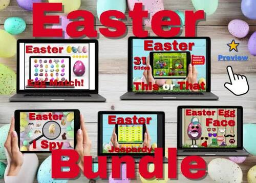 Easter Bundle Boom Cards™ Activities March Would You Rather Jeopardy