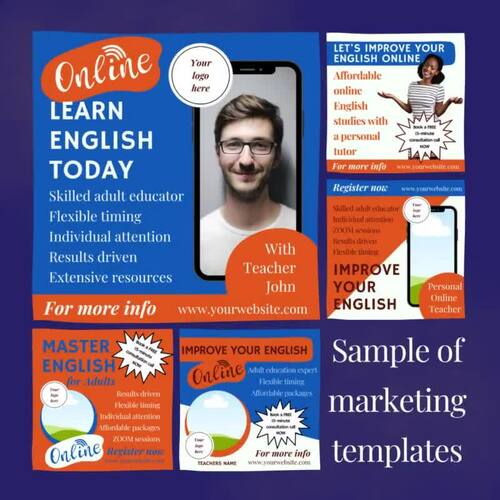 Social Media Canva Templates for Online ESL Teachers by Chilaxin Design