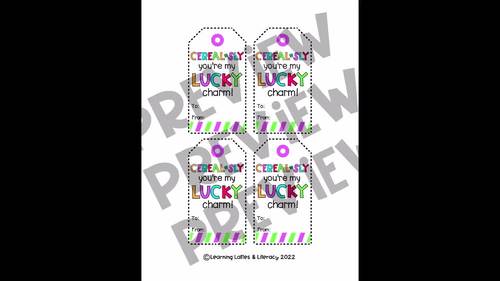 St. Patrick's Day Gift Tags Lucky Charm Bookmarks Cereal Treat Bag Toppers