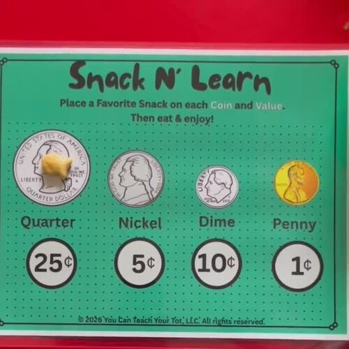 US Coins Snack Mat | Money Math for Preschool & Kindergarten | Coin Names