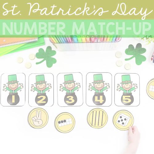 St. Patrick's Day Number Match-Up by A Dab of Glue Will Do | TPT