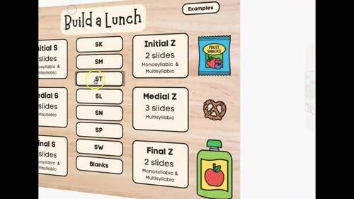 Build a Lunch BOOM Cards™ S, S Blends, and Z Sounds - Articulation