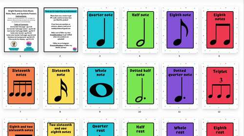 Music Note, Rest, and Symbol Posters-Bright Rainbow Dots-Music Class Decor
