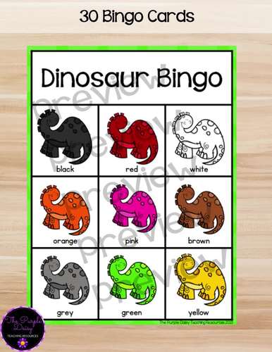 Dinosaur Color Bingo for Preschool Pre-K Kindergarten | TpT