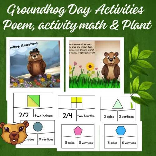 Groundhog Day Activities Math, Informative Pictures &Poem Little Groundhog.