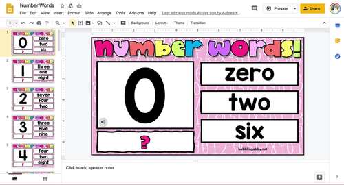 Digital Activities Number Words Google Classroom™ Seesaw™ Distance Learning