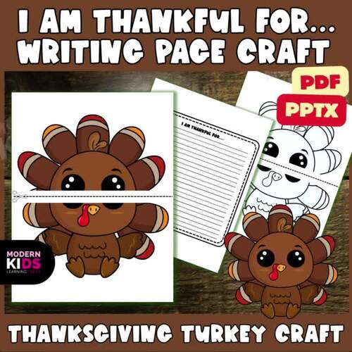 Editable Thanksgiving Activity with "I Am Thankful For" Writing Page