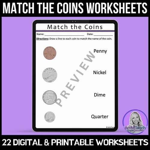 Coin Identification Worksheets Special Education | Summer School ESY ...