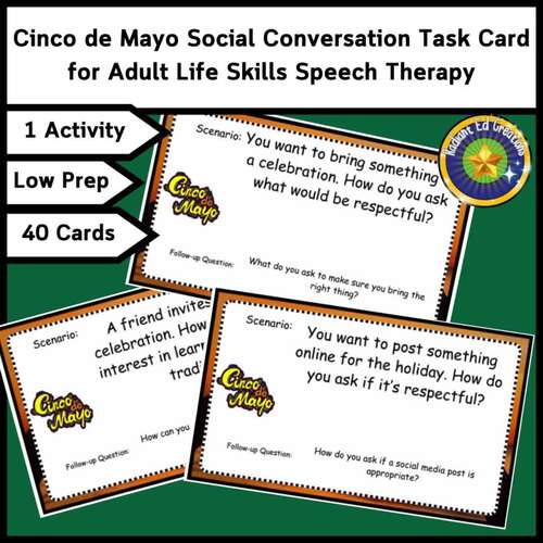 Cinco de Mayo Social Conversation Task Card for Adult Life Skills ...