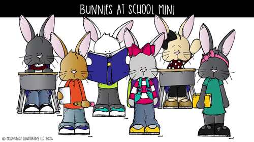 Bunnies clip art, School, Classroom, reading Mini by Melonheadz Clipart