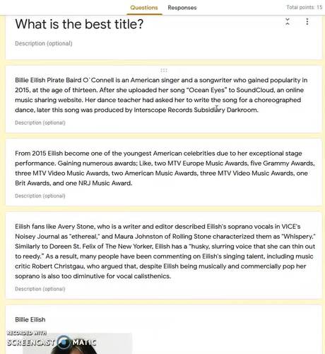 Engaging Main Idea Billie Eilish-Digital to Go-Upload, Assign, Post Grade!