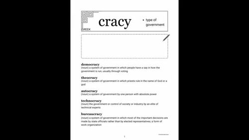 Greek & Latin Bases - People and Government! (DEM, CRAT, CRACY) by ...