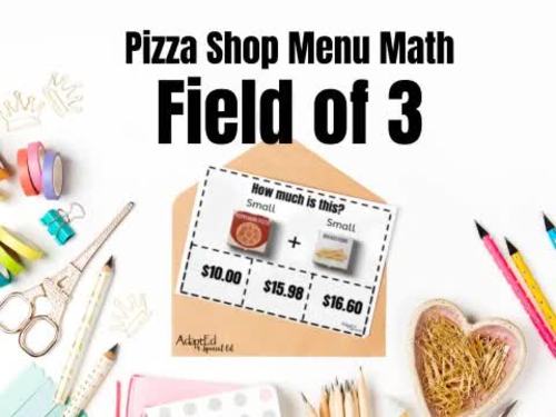 Task Cards | Menu Math | Pizza by AdaptEd 4 Special Ed | TPT