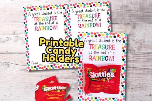 Great Student Skittles Candy Holder Gift Tag Card (Valentine, St Patrick's)