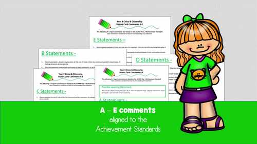 Australian Curriculum Year 3 Civics & Citizenship Report Card Comments