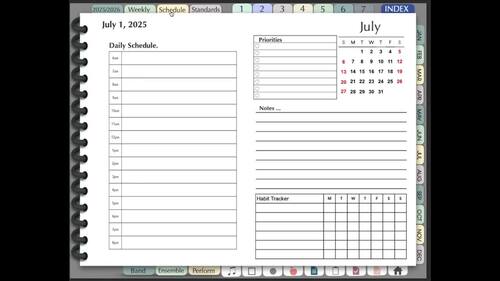 High School Music Teacher Planner for Choir, Music, Band 2025/2026