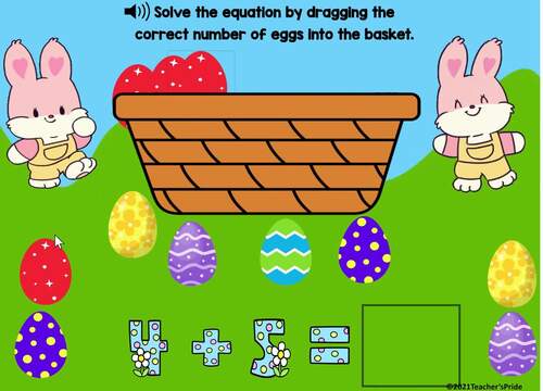 Easter Addition Counting Eggs Boom Cards by Teacher's Pride | TPT