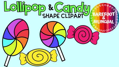 Candy 2D Shapes Clipart | 2 Sets in 1 - Candy & Lollipops | Math Clipart