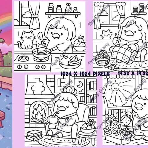 Cozy Duck’s Life Coloring Pages for Kids, Farm Animal Printable Duck ...