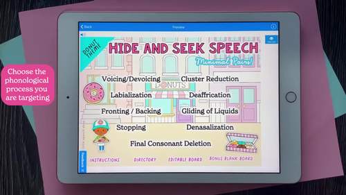 Minimal Pairs Hide & Seek Speech - Donut Theme - PPT & Boom Cards™ 9 ...