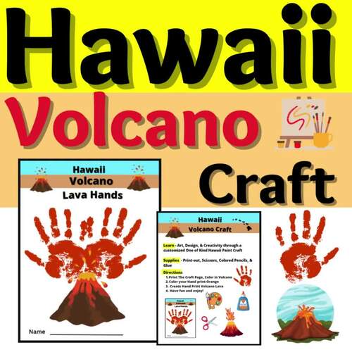 Hawaii Luau Activity Craft Volcano Hand Print Art AAPI Resource ...