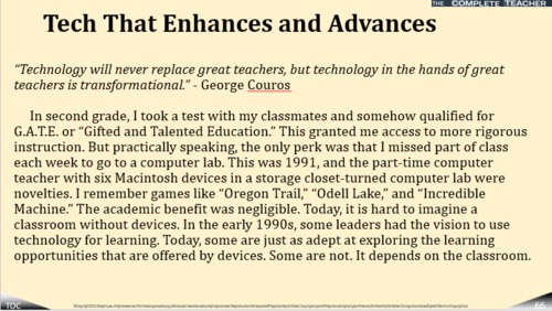 COMPLETE TEACHER Lesson 66 - Tech That Enhances and Advances | TPT