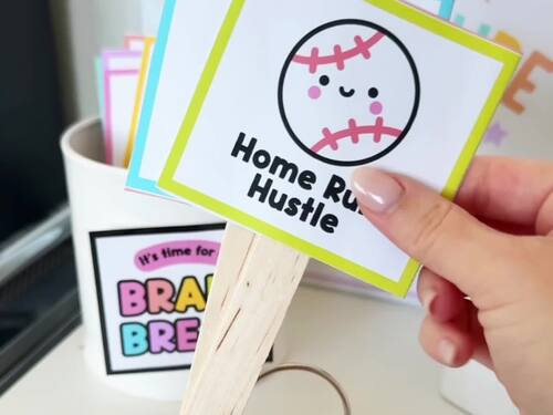 Kinder Brights Brain Break Cards, Classroom Movement Cards | Editable
