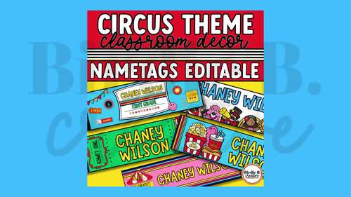 Circus Theme NameTags Editable | BTS | Editable Classroom Decor Circus ...