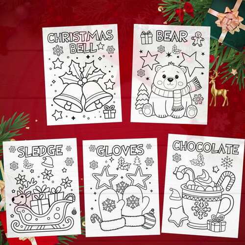 Christmas Coloring Pages/ Sheets for Preschool and Kindergarten, Winter ...