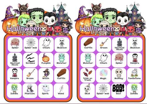 Halloween Bingo - Card Game Activity by Teacher for fun | TPT