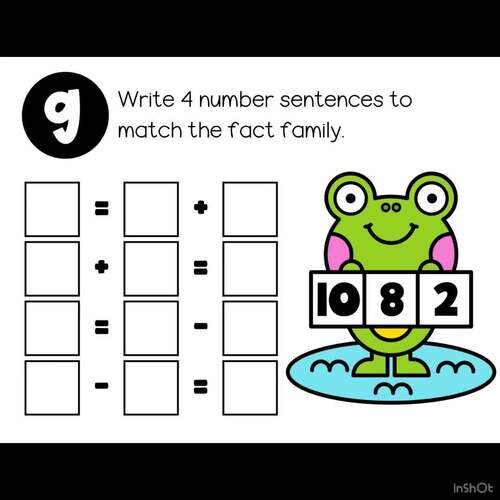 Spring Add + Subtract Fact Families within 10 Task Cards | TPT