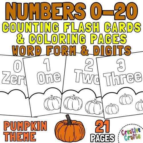 Black & White Flashcards Counting Numbers 0-20 Digits & Word Form ...
