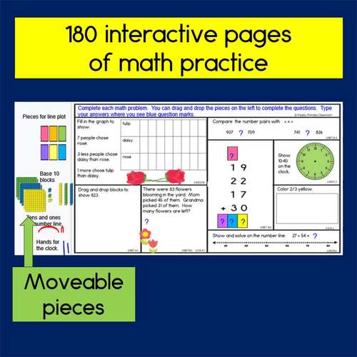 2nd Grade Math Spiral Review Worksheet Warm Ups Morning Work Digital Bundle