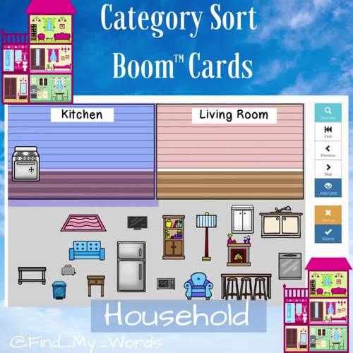 Household Categories Sorting Speech & Language Therapy Activity Boom Cards