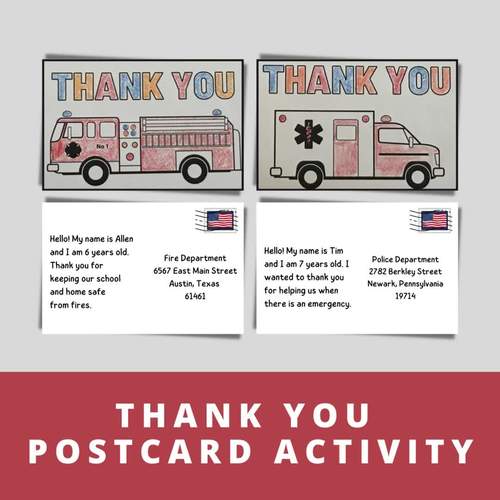 Labor Day Thank You Postcard Printable Activity by Jenny Marie | TPT